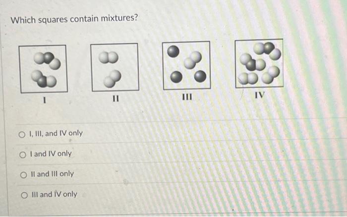 Solved Which squares contain mixtures? I O I, III, and IV | Chegg.com