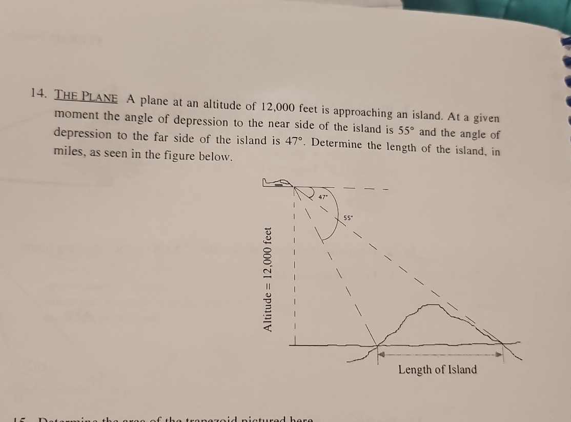 Solved The Plane A plane at an altitude of 12,000 ﻿feet is | Chegg.com