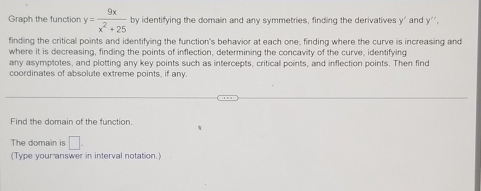 Solved Graph the function y=x2+259x by identifying the | Chegg.com