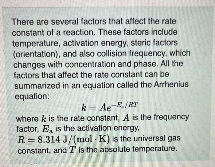 Solved There are several factors that affect the rate | Chegg.com