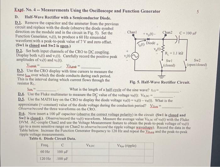 Expt. No. 4 - Measurements Using the Oscilloscope and | Chegg.com