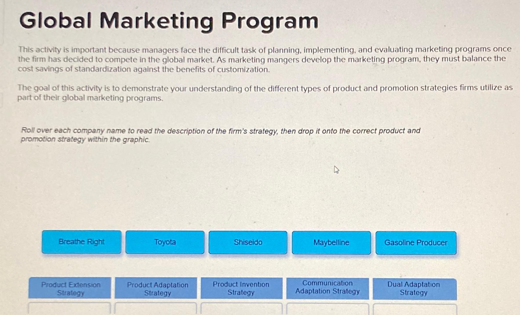 Solved Global Marketing ProgramThis activity is important | Chegg.com