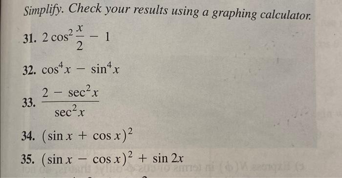 Solved Simplify. Check your results using a graphing | Chegg.com