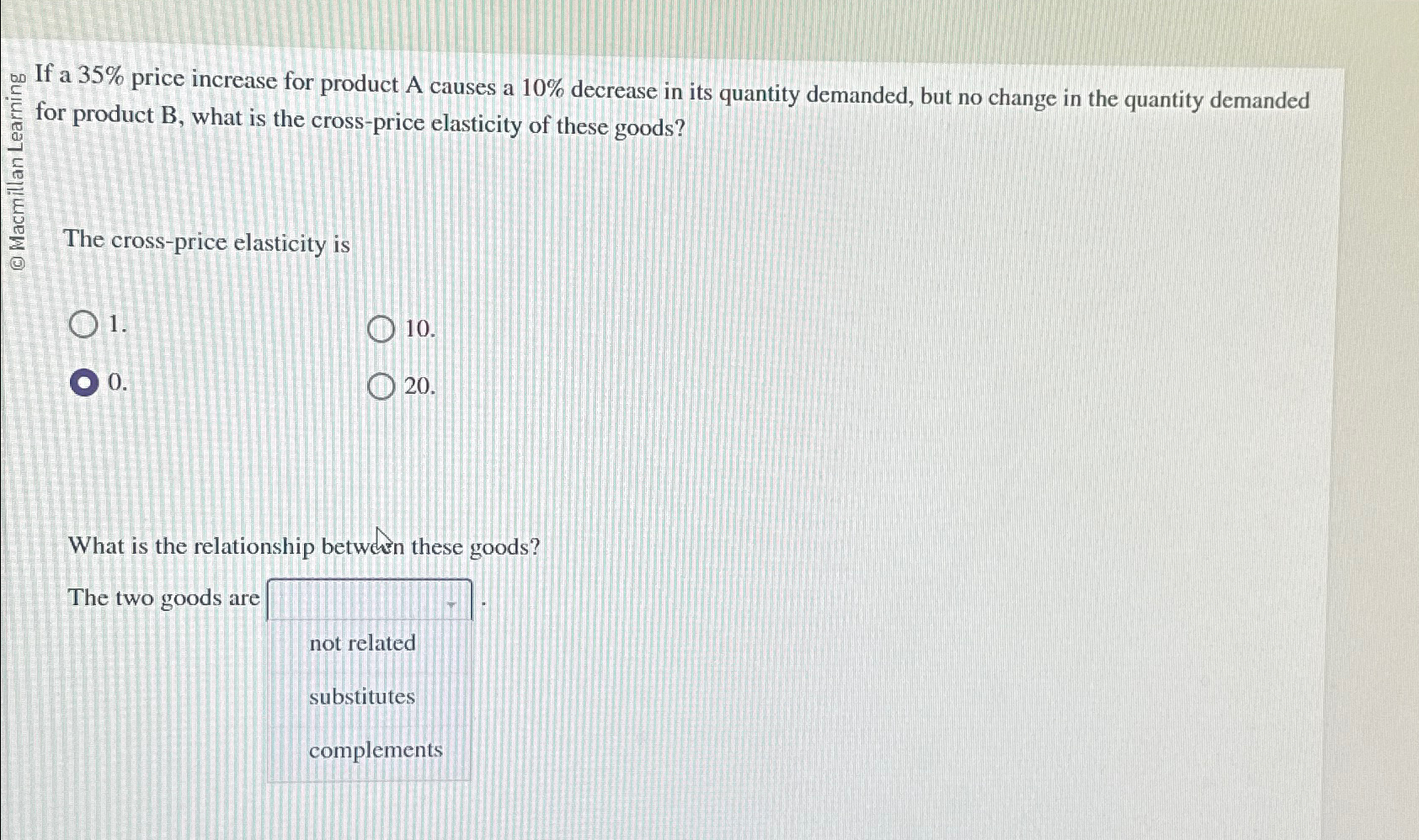 Solved If a 35% ﻿price increase for product A causes a 10% | Chegg.com