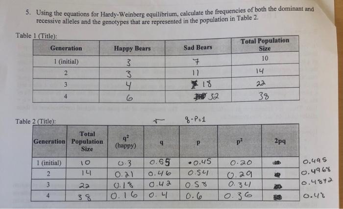 Solved The Hardy-Weinberg Theorem and Teddy Grahams Lab | Chegg.com