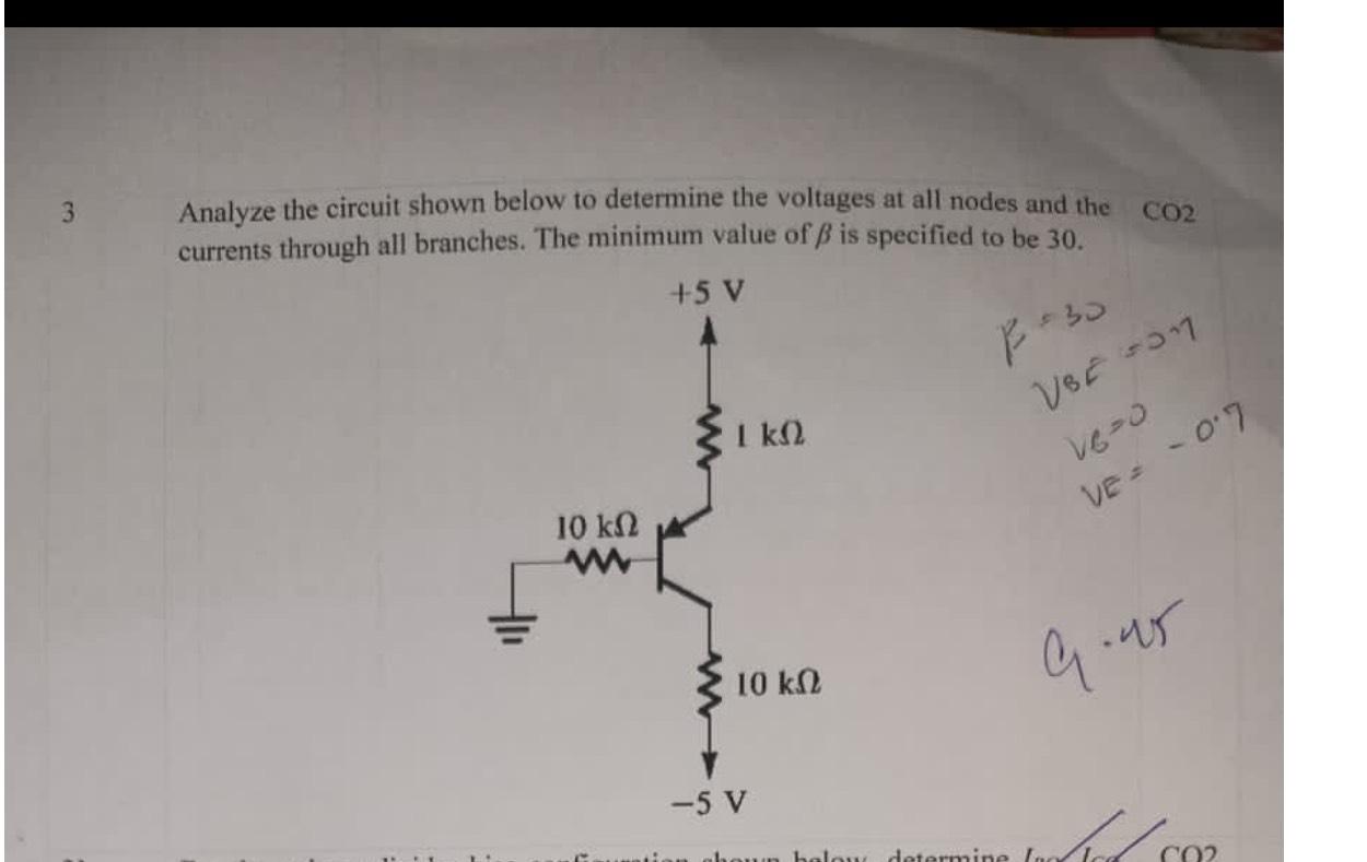 Solved 3 ﻿Analyze the circuit shown below to determine the | Chegg.com