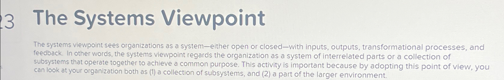 Solved 3 ﻿The Systems Viewpoint | Chegg.com