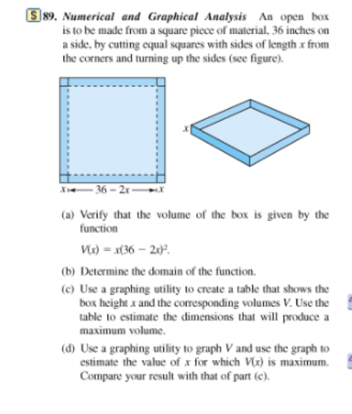 Solved S 89. ﻿Numerical and Graphical Analysis An open box | Chegg.com