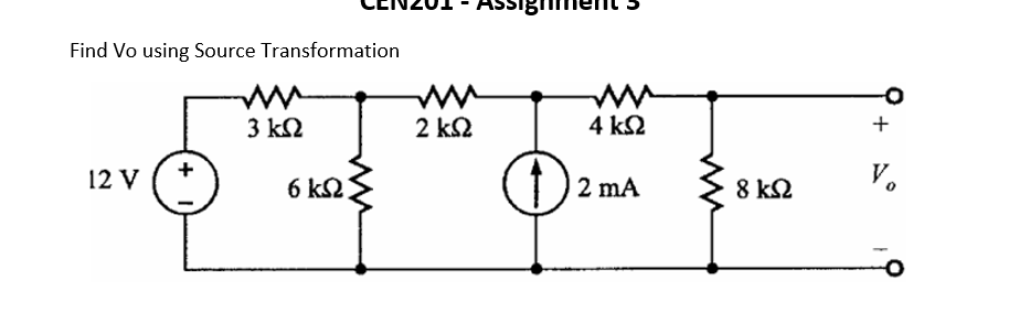Solved Find Vo using Source Transformation 12v , 3kohms | Chegg.com