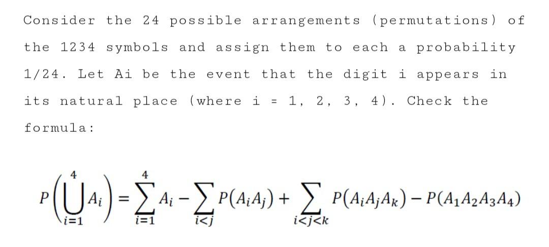 Solved Consider the 24 possible arrangements (permutations) | Chegg.com