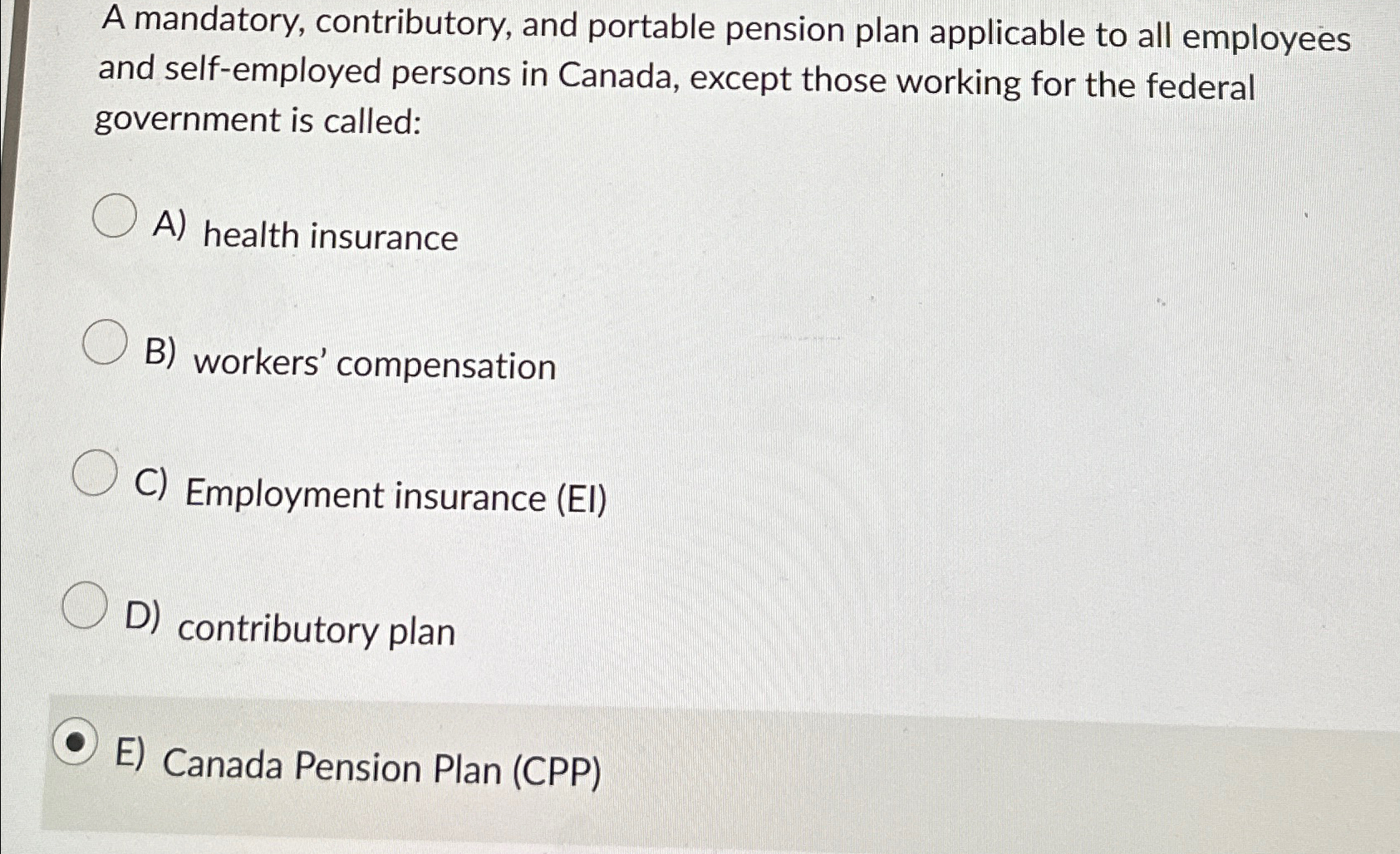 Solved A mandatory, contributory, and portable pension plan | Chegg.com