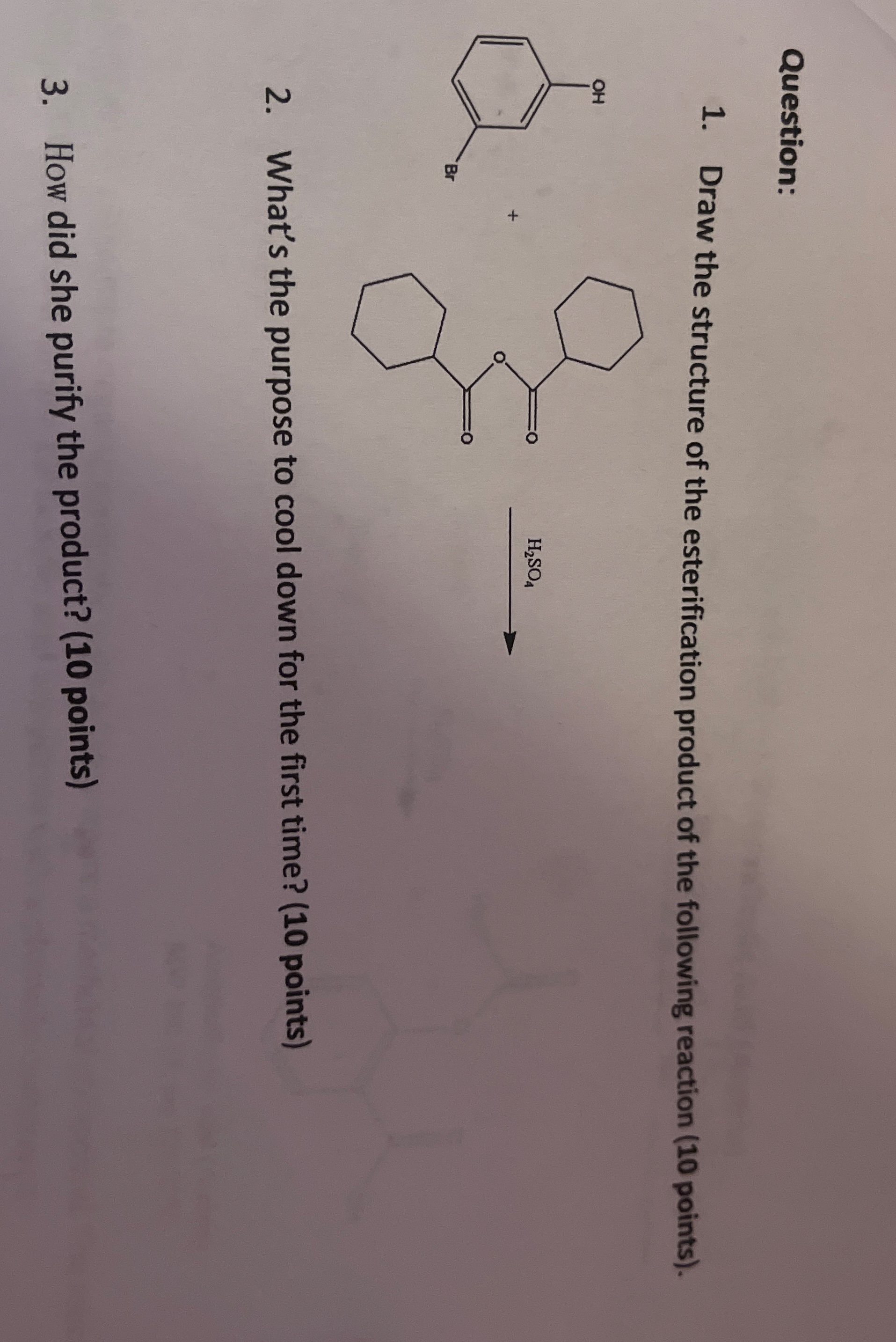 Solved Question:Draw the structure of the esterification | Chegg.com
