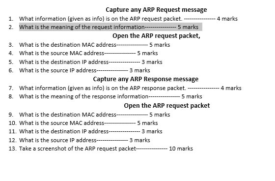 Solved Capture any ARP Request message 1. What information | Chegg.com