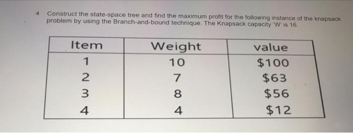 Solved Construct The State Space Tree And Find The Maximum 6449