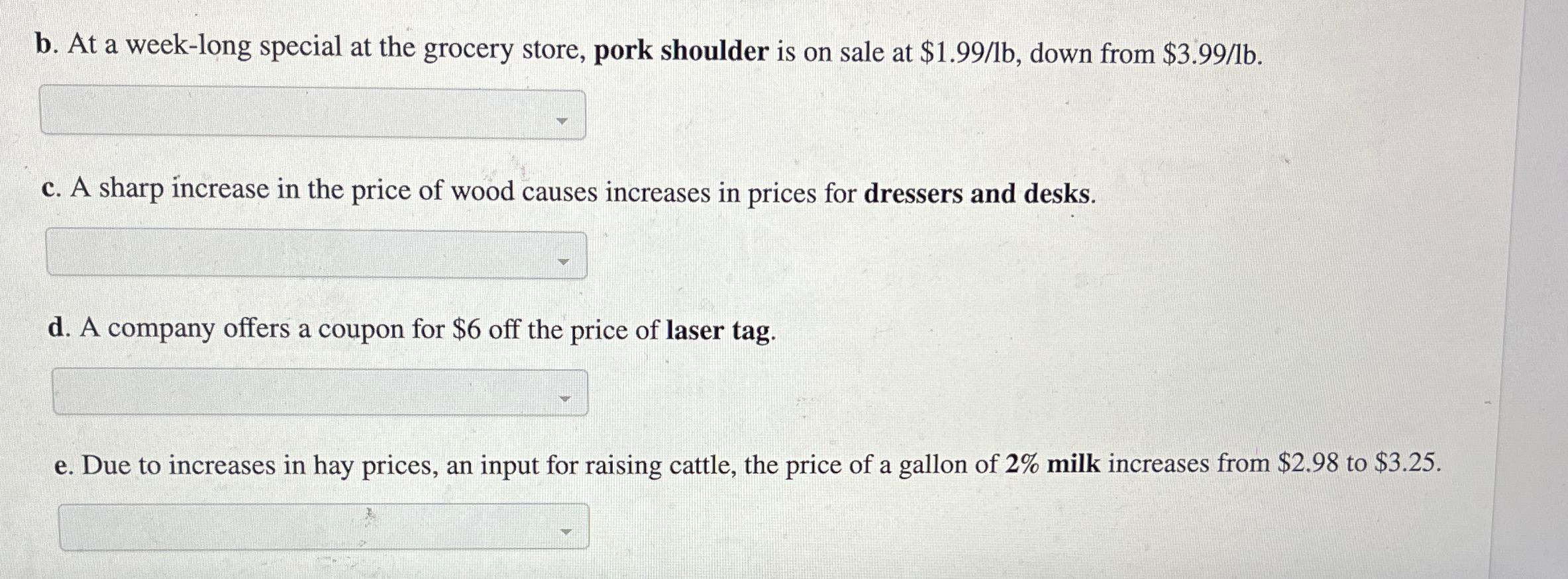 Solved b. ﻿At a week-long special at the grocery store, pork | Chegg.com
