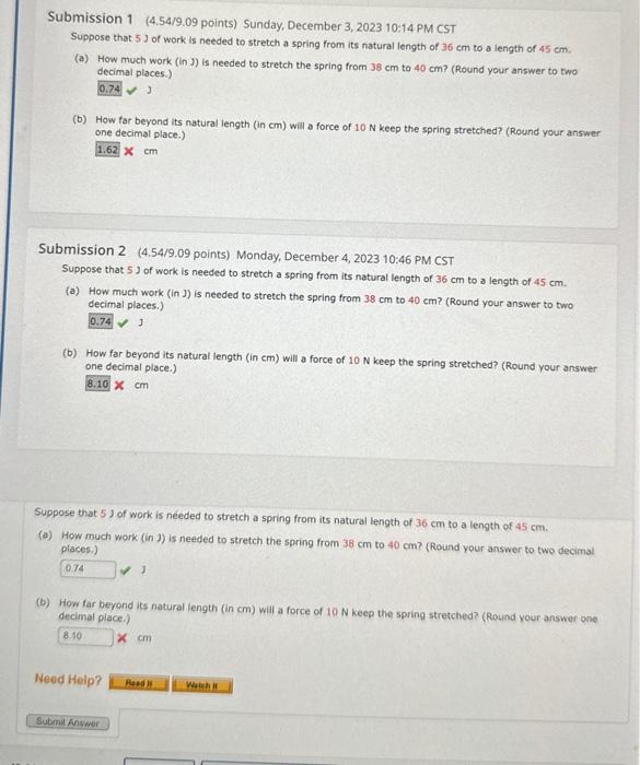 Solved Submission 1 (4.54/9.09 points) Sunday, December 3, | Chegg.com
