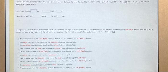 Solved cr(s)+3A4(nθ)→c3+(∞)+3A(s) brackets for neutral | Chegg.com