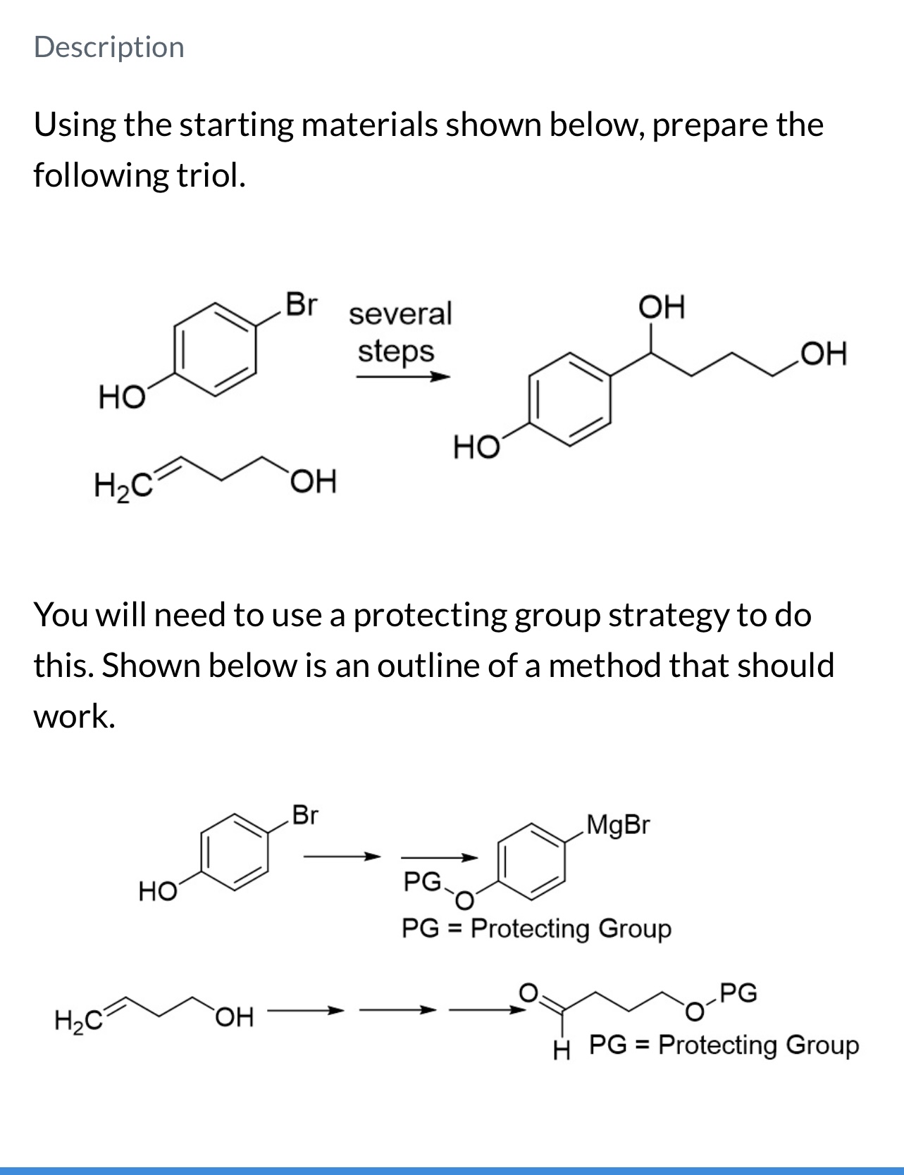 Solved DescriptionUsing the starting materials shown below, | Chegg.com