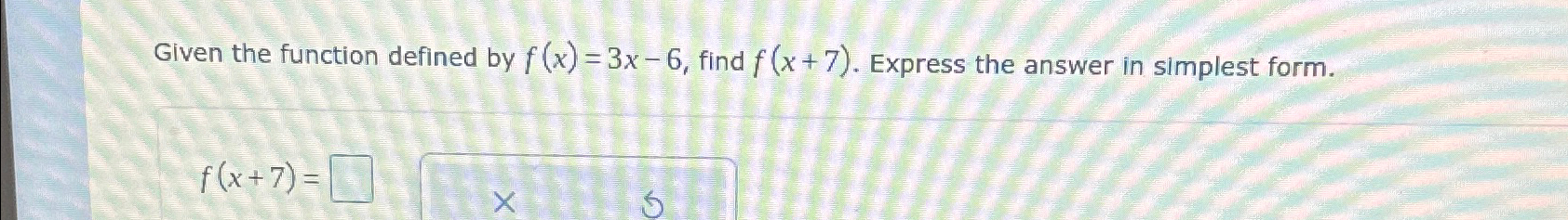 Solved Given the function defined by f(x)=3x-6, ﻿find | Chegg.com