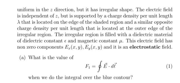 Solved An electric field is set up in an irregular coaxial | Chegg.com