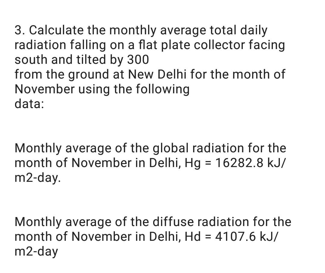 Solved 3. Calculate the monthly average total daily | Chegg.com
