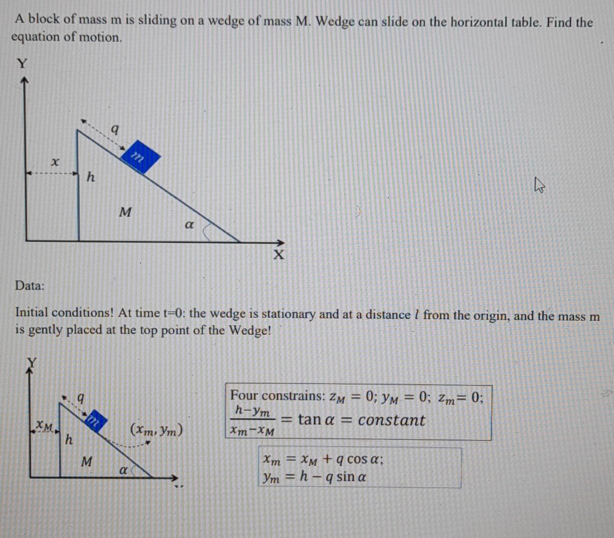Solved A block of mass m is sliding on a wedge of mass M. | Chegg.com