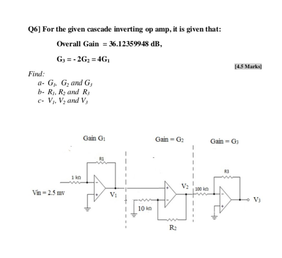 Solved Q6] For the given cascade inverting op amp, it is | Chegg.com