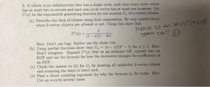 Solved 3. A ciliate is an endofunction that has a single | Chegg.com