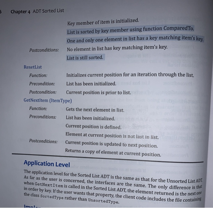 Solved 7. The specifications for the sorted list ADT state | Chegg.com