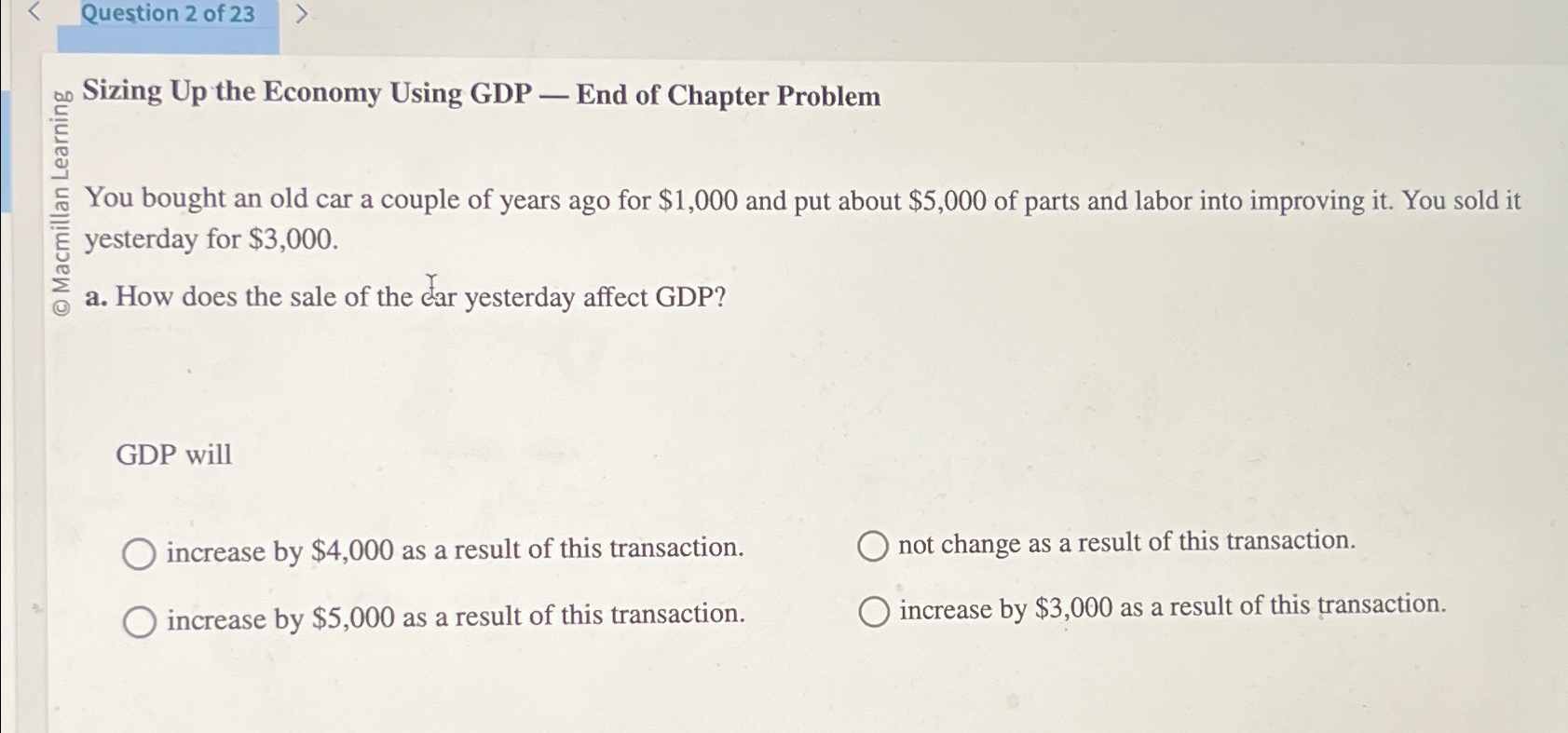 Solved Question 2 ﻿of 23Sizing Up the Economy Using GDP — | Chegg.com