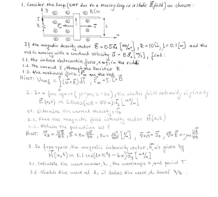 Solved 1. Consider the loop (EMF due to a moving loop in a | Chegg.com
