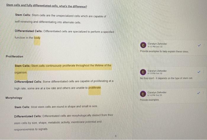 Solved Stem cells and fully differentiated cells, what's the | Chegg.com