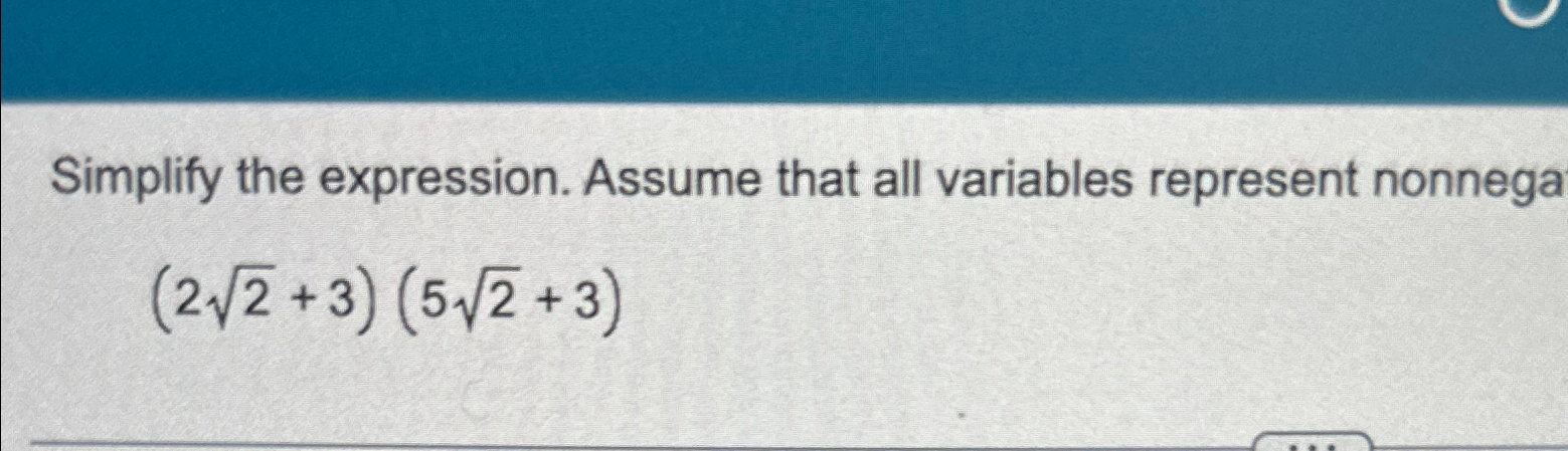 Solved Simplify the expression. Assume that all variables | Chegg.com