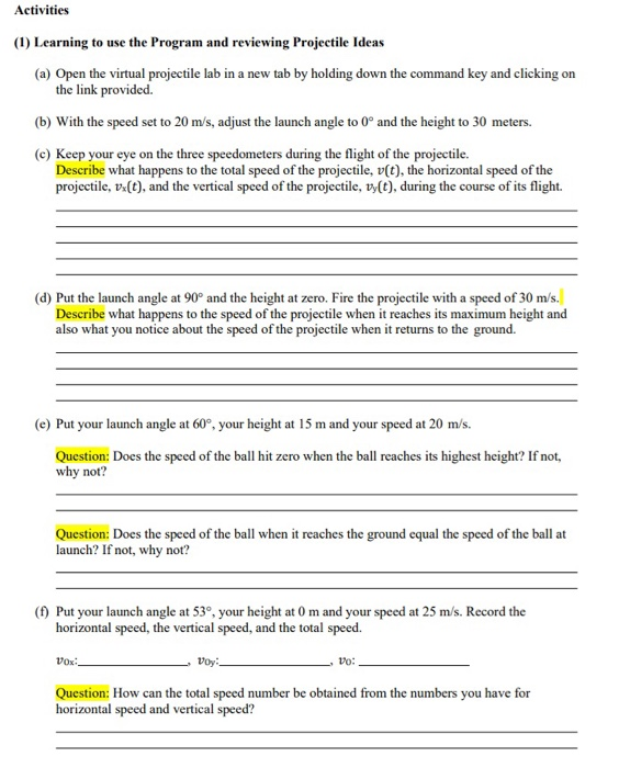 Solved Activities (1) Learning to use the Program and | Chegg.com