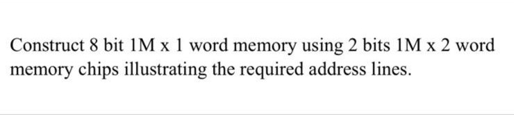 Solved Construct 8 ﻿bit 1M×1 ﻿word memory using 2 ﻿bits 1M×2 | Chegg.com