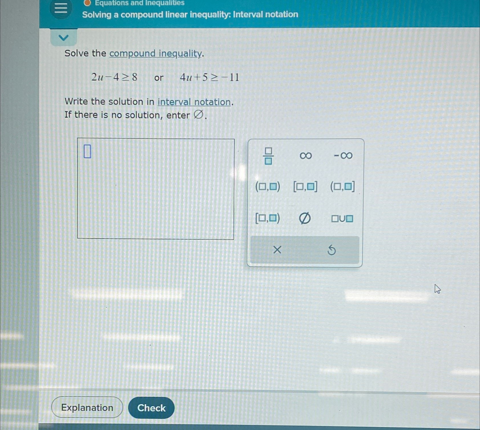 Solved Equations and InequalitiesSolving a compound linear | Chegg.com