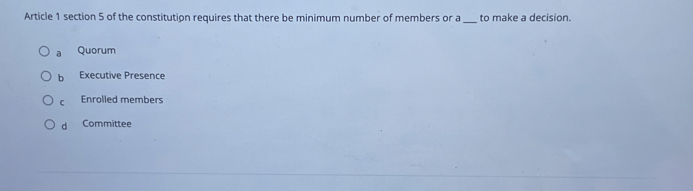 Solved Article 1 ﻿section 5 ﻿of the constitution requires | Chegg.com
