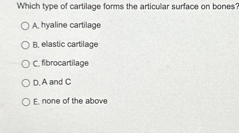 Solved Which type of cartilage forms the articular surface | Chegg.com