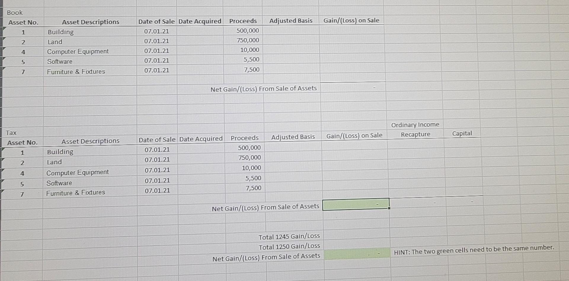 Solved 10 On the tab marked 'Schedule of Gains and Losses' | Chegg.com
