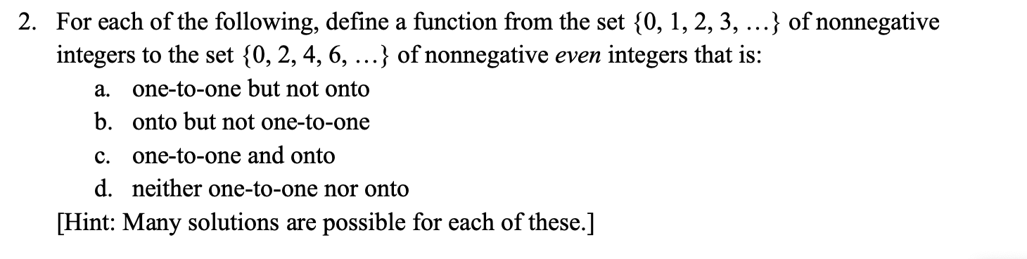 Solved For each of the following, define a function from the | Chegg.com