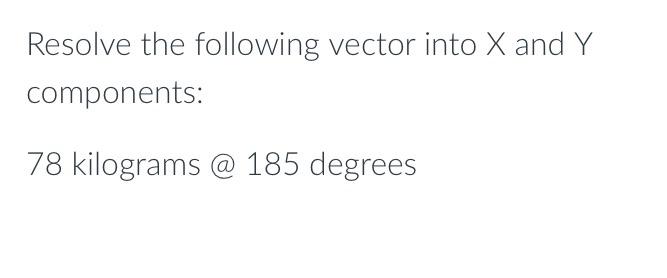 Solved Resolve the following vector into X and Y components: | Chegg.com