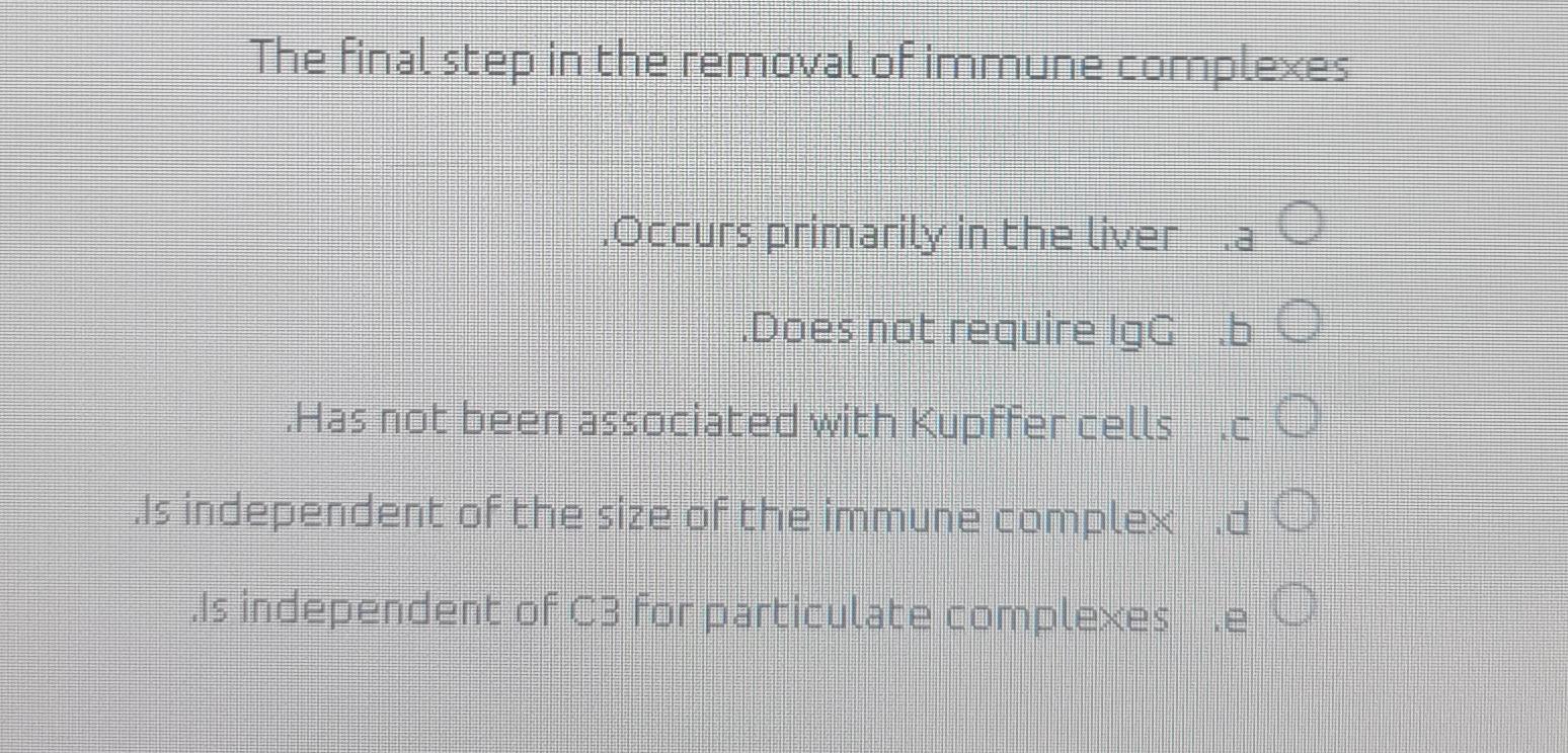 Solved The final step in the removal of immune complexes. | Chegg.com