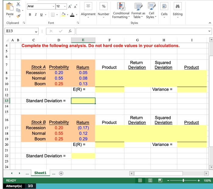 Solved 5 1 Portfolio Expected Return Excel Formulas Data 3440