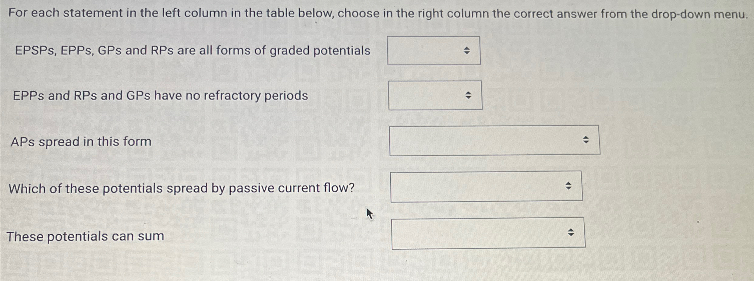 Solved For each statement in the left column in the table | Chegg.com