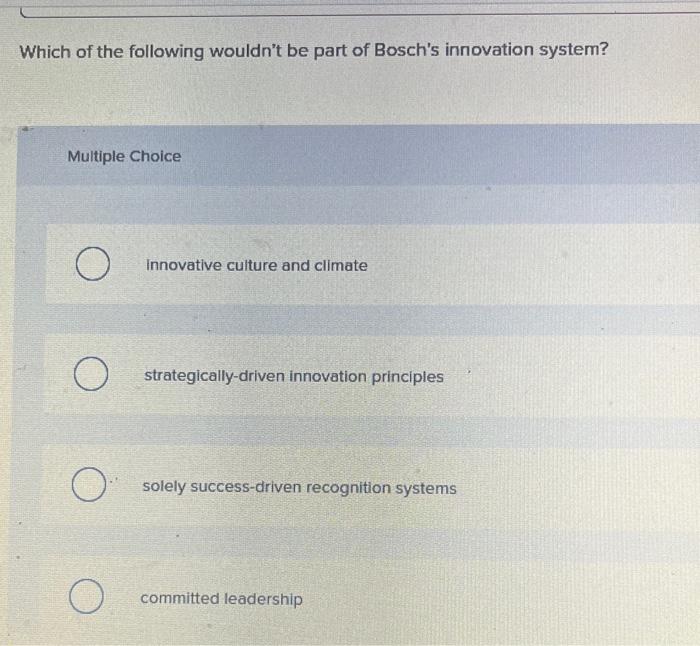 Solved Which of the following wouldn't be part of Bosch's | Chegg.com