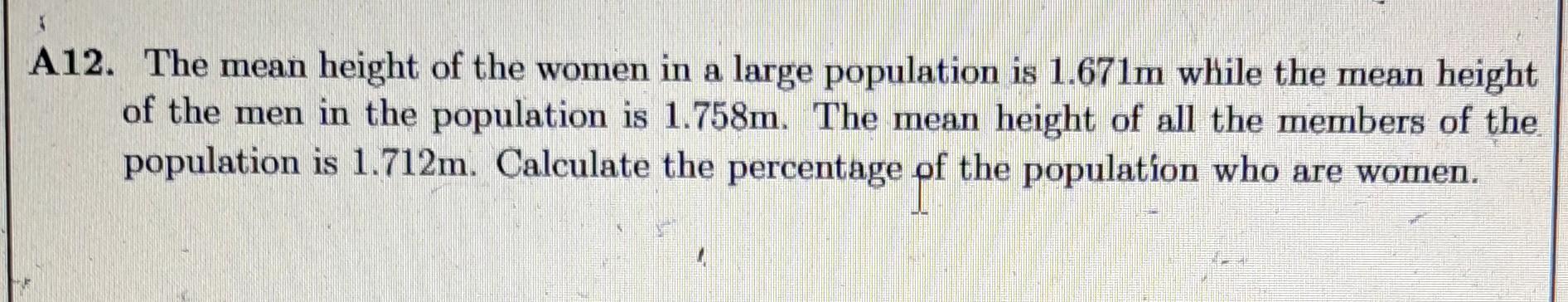 Solved 112. The mean height of the women in a large | Chegg.com