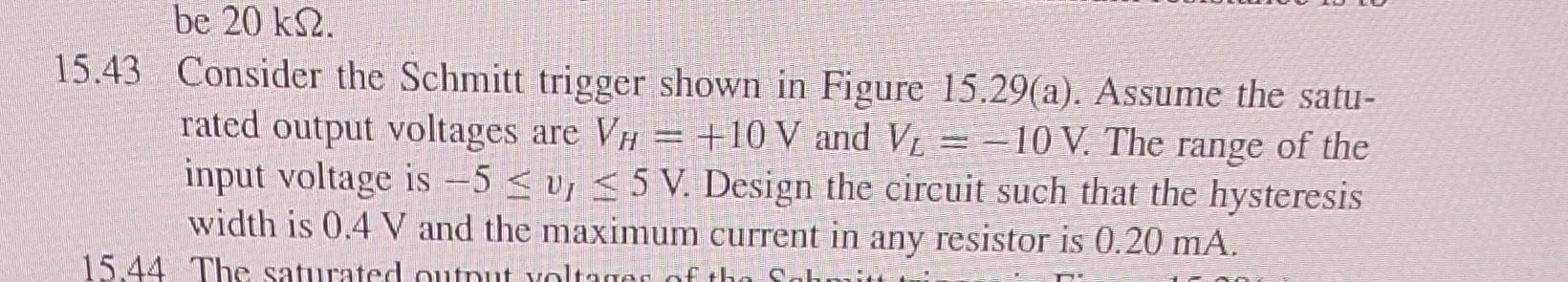 15.43 Consider the Schmitt trigger shown in Figure | Chegg.com