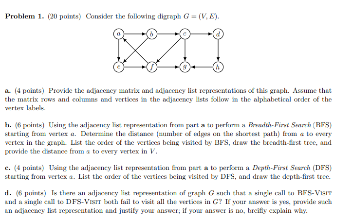 Solved Problem 1. (20 ﻿points) ﻿Consider the following | Chegg.com