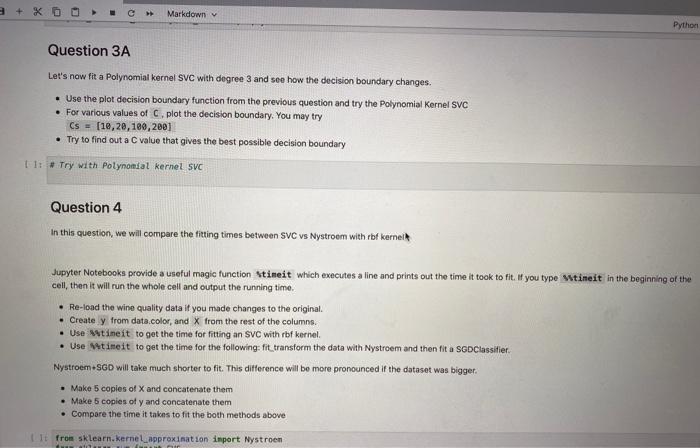 Markdown Python Question 3A Let's now fit a | Chegg.com