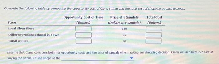 Solved 1. Determining opportunity cost Suppose that Clana is | Chegg.com